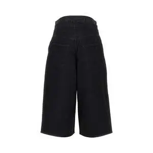 Attico Cropped Wide-leg Denim Pants With Rhinestone Embellishment