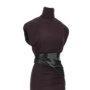 Andamane Stretch Viscose Long Dress With Faux Leather Insert