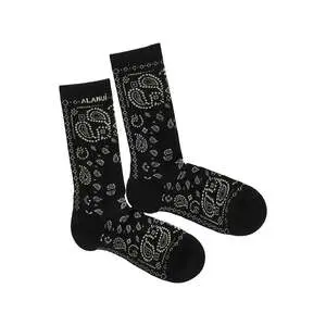 Alanui Cotton-blend Socks With Bandana Motif - Black