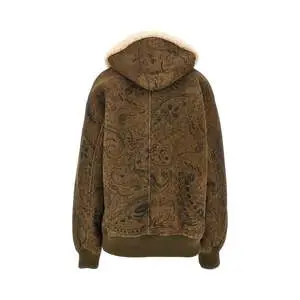Etro Suede Leather Jacket With Paisley Motif - Khaki