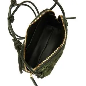 Bottega Veneta Intrecciato Suede Leather Pouch Bag - Green