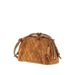 Bottega Veneta Intrecciato Suede Leather Pouch - Brown