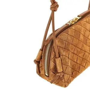 Bottega Veneta Intrecciato Suede Leather Pouch - Brown