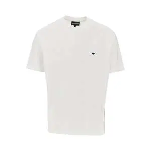Emporio Armani Lyocell And Cotton Blend T-hirt With Logo - White