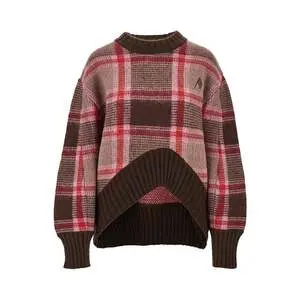 Attico Knitted Sweater With Logo Embroidery - Brown