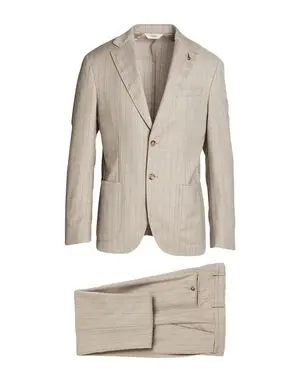 PAOLONI Suit Taupe Size Virgin Wool, Elastane