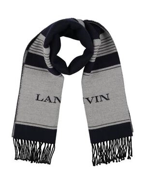 LANVIN Woman Scarf Black Size - Virgin Wool Blue