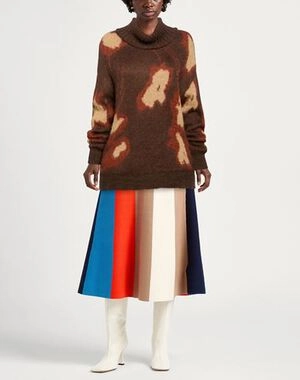 MANILA GRACE Jacquard-knit Floral-print Turtleneck Sweater