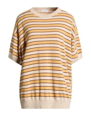Brunello Cucinelli Striped Cashmere, Viscose, And Metallic Polyester Crewneck Sweater
