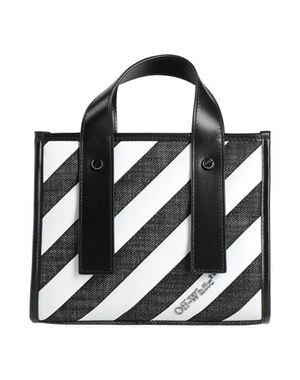OFF-WHITE™ Diagonal Stripe Denim And Calfskin Tote Bag - Grey