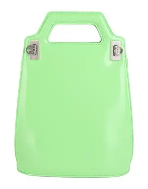 FERRAGAMO Glossed Leather Tote Bag With Push-clasp Fastening - Green