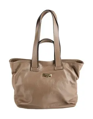 BALDININI Pebbled Leather Shoulder Bag With Logo Embellishment - Grey