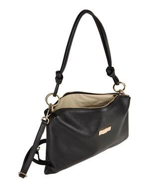 BALDININI Pebbled Leather Handbag With Gold Tone Logo Detail - Black