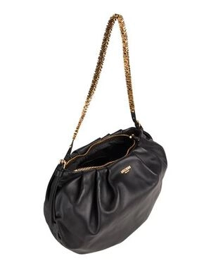 Moschino Leather Shoulder Bag With Gold Tone Chain - Black
