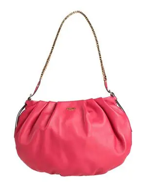 Moschino Leather Shoulder Bag With Gold Tone Chain - Magenta