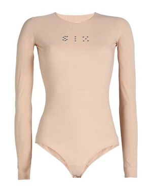 MAISON MARGIELA Polyamide And Elastane Bodysuit With Metal Appliqués - Beige