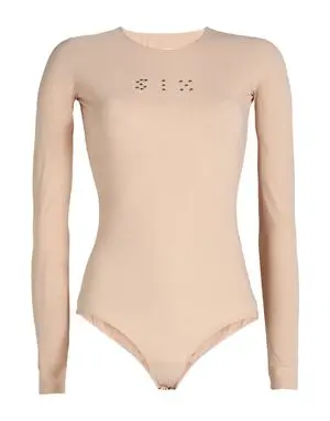 MAISON MARGIELA Polyamide And Elastane Bodysuit With Metal Appliqués - Beige