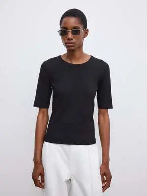 HOUSE OF DAGMAR Fitted Rib T-shirt - Black