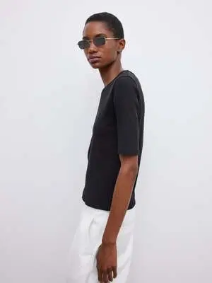 HOUSE OF DAGMAR Fitted Rib T-shirt - Black