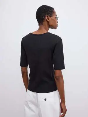 HOUSE OF DAGMAR Fitted Rib T-shirt - Black