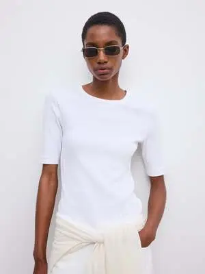HOUSE OF DAGMAR Fitted Rib T-shirt With Embroidered Logo - White