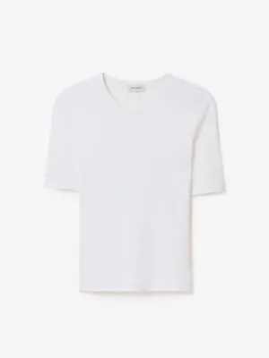 HOUSE OF DAGMAR Fitted Rib T-shirt With Embroidered Logo - White
