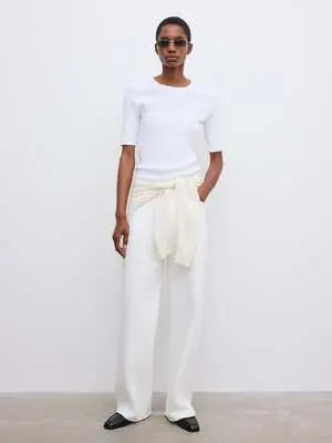 HOUSE OF DAGMAR Fitted Rib T-shirt With Embroidered Logo - White