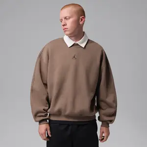JORDAN Brooklyn Oversized Fleece Crew-neck Sweatshirt - Brown