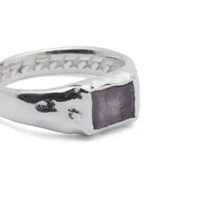 TWOJEYS Rectangular Florite Stone Ring