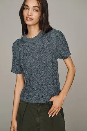 Anthropologie Cable-knit Short-sleeve Sweater - Stargazer