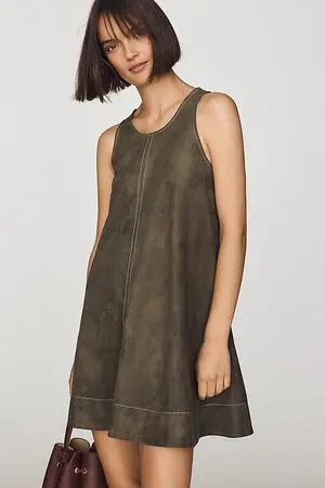 Maeve Keiko Suede Mi Dress - Dried Olive