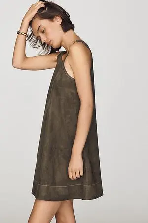 Maeve Keiko Suede Mi Dress - Dried Olive