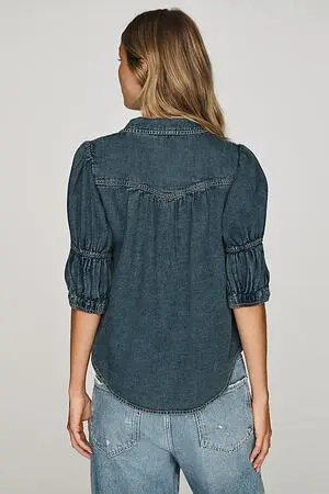 PILCRO Tallulah Cotton Denim Buttondown Top