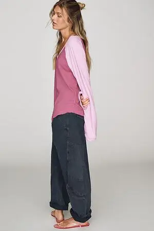PILCRO Cotton V-neck Knit Top - Orchid