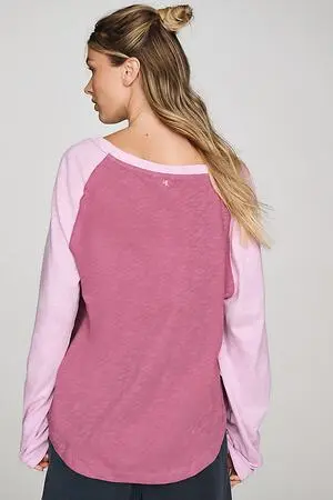 PILCRO Cotton V-neck Knit Top - Orchid