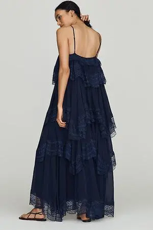 LET ME BE Tiered Lace Maxi Dress