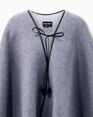 Giorgio Armani Wool And Cashmere Poncho With Leather Trim