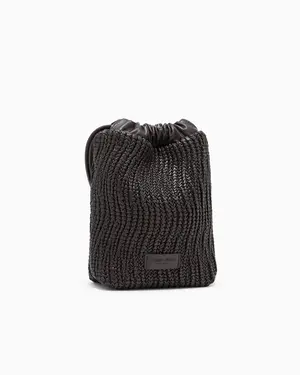 Giorgio Armani Micro Pleated Leather Bucket Bag With Shoulder Strap