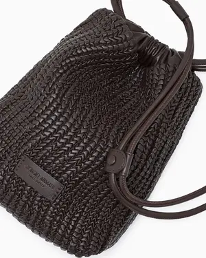 Giorgio Armani Micro Pleated Leather Bucket Bag With Shoulder Strap