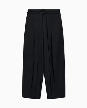 Giorgio Armani Regular Fit Tuxedo Wool Trousers With Knot Detail - Black