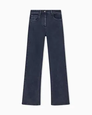 Giorgio Armani Slim-fit Flare Jeans In Overdyed Stretch Cotton Denim - Blue