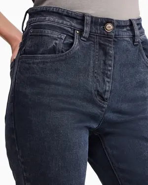 Giorgio Armani Slim-fit Flare Jeans In Overdyed Stretch Cotton Denim