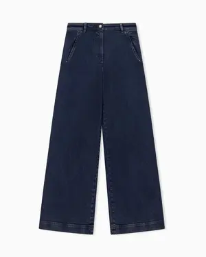 Giorgio Armani Jeans Regular Fit Wide-leg In Stretch Cotton Denim - Blue