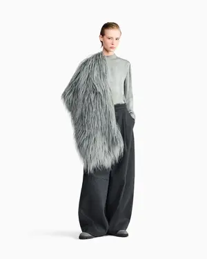Giorgio Armani Silk Crepe Satin Checkered Shirt With Ribbon Detail
