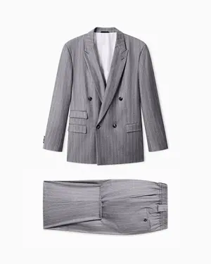 Giorgio Armani Oversized Suit Heritage In Jacquard Pinstripe Virgin Wool