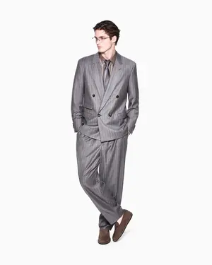 Giorgio Armani Oversized Suit Heritage In Jacquard Pinstripe Virgin Wool