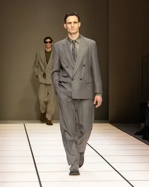 Giorgio Armani Oversized Suit Heritage In Jacquard Pinstripe Virgin Wool
