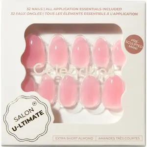 CELEBRITIPS Salon U-ltimate Extra Short Almond Press-on Nails Bare Milk