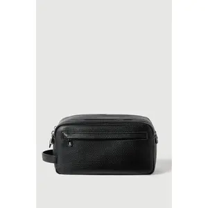 Brunello Cucinelli Grained Calfskin Beauty Case With Double Zipper - Black