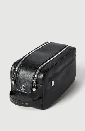 Brunello Cucinelli Grained Calfskin Double Zipper Beauty Case